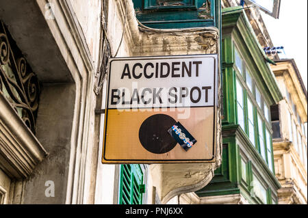 Accident black spot warning sign Malta Stock Photo - Alamy