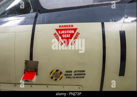 Danger Sign on a Fighter Jet, Imperial War Museum Duxford Stock Photo ...
