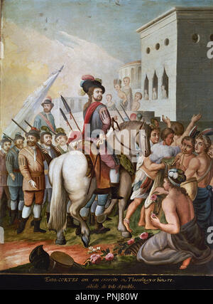 The Conquest of Mexico (1519-1521). Hernan Cortes in Zempuala. He is ...