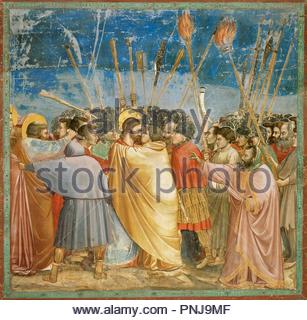 The Kiss of Judas by Giotto di Bondone c. 1305 Fresco, Scrovegni Stock ...
