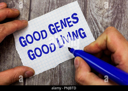 Handwriting text writing Good Genes Good Living. Concept meaning ...