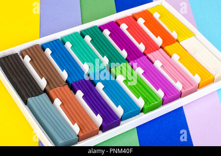 Colored plasticine for molding in box. Studio Photo Stock Photo - Alamy