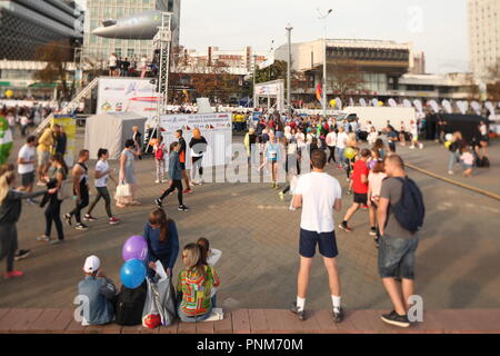 Belarus, Minsk, September 9, 2018: athletes run a half marathon race in ...