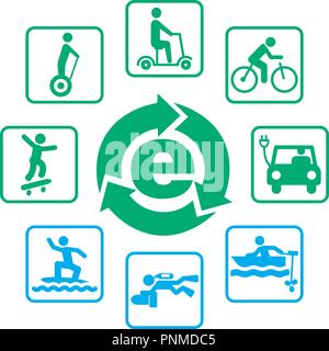 electric drives vehicles and vessels icon set round Stock Vector Image ...