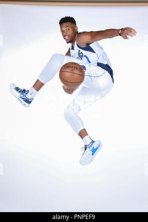 Dallas Mavericks guard Dennis Smith Jr. (8) poses for a photo during ...