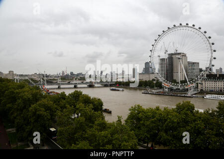 London in the 1930s. A view over river Thames and Tower Bridge from ...