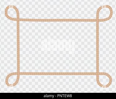 Rectangle rope frame in retro yacht style. Nautical design element for ...