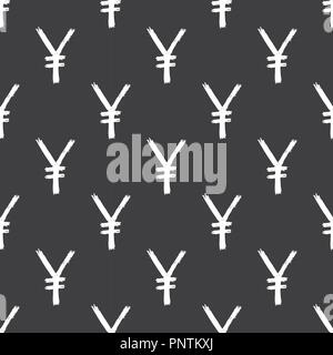 Yen sign icon brush lettering seamless pattern, Grunge calligraphic ...