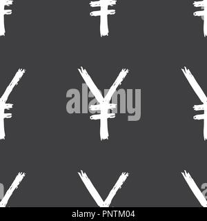 Yen sign icon brush lettering seamless pattern, Grunge calligraphic ...