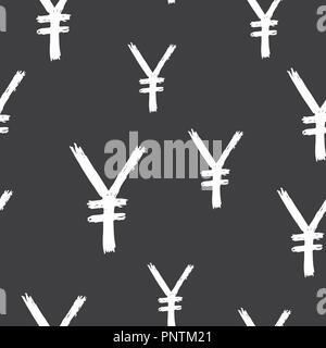 Yen sign icon brush lettering seamless pattern, Grunge calligraphic ...