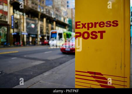 Express post sign, Australia post, Melbourne VIC, Australia Stock Photo ...