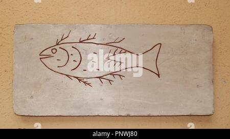 Early Christians. Roman tombstone depicting a fish. Vatican Necropolis ...