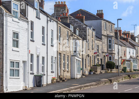 Isle of Portland village of easton high street, gardens, memorial clock ...