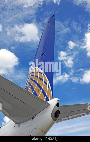 United passenger airplane tail horizontal and vertical stabilizers and ...