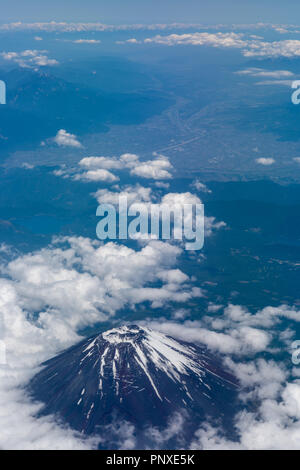 view of wing of air plane and fuji mountain, Shizuoka, Surugawan, Japan ...