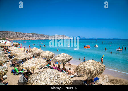 Panoramic view on Yabanaki beach and Varkiza seafront in Vari, Athens ...