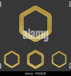 Golden line hexagon logo design set Royalty Free Vector Stock Vector ...