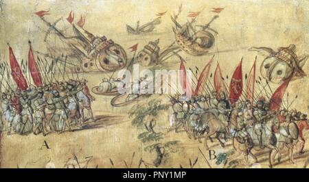 Conquest of Mexico, 1519. Hernan Cortes (1488-1547), Spanish Stock ...