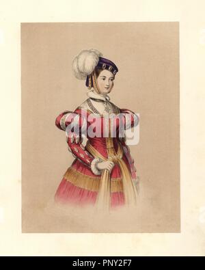 Habits of ladies in the reign of King Henry III, 1250. They wear hair ...