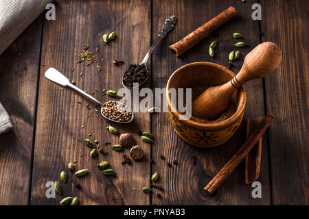 Making garam masala powder in mortar bowl Stock Photo - Alamy