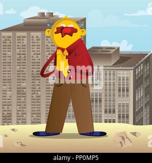 Yellow man with praying hands. Vector cartoon illustration Stock Vector ...