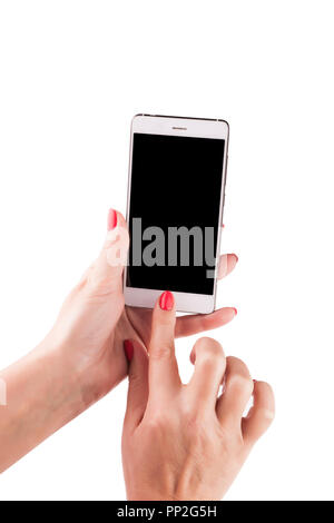 Hand touching on cellphone Stock Photo - Alamy