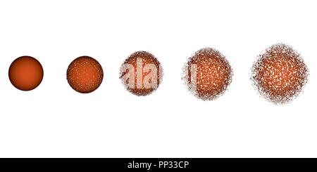 Vector illustration of exploding sphere. Flying fragments. Per-frame ...