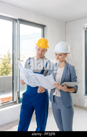 Project owner and construction worker during acceptance Stock Photo - Alamy