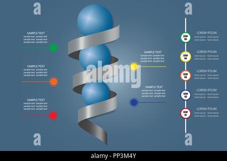 Infographic vector as a metal spiral showing the steps of the process ...