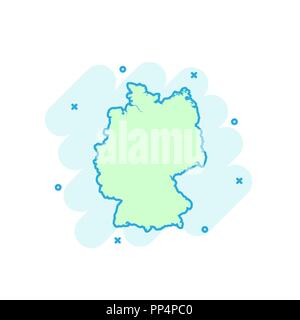 Cartoon colored Germany map icon in comic style. Germany sign ...