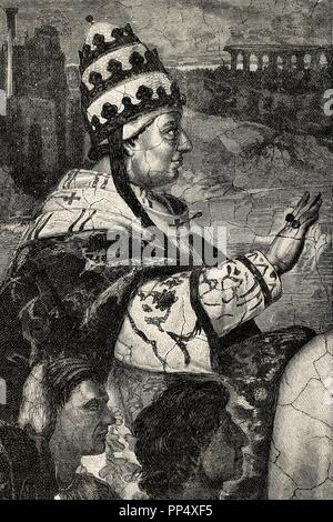 Engraving after a wall painting by Raphael for the bathroom of Cardinal ...