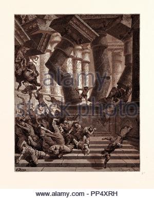Old Testament. Death of Samson. Engraving by Gustavo Dore Stock Photo ...