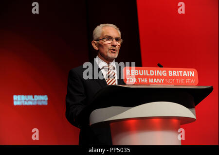 Harry Donaldson chair at the Labour party annual conference, 2018 Stock ...