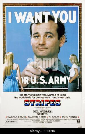 STRIPES 1981 Columbia Pictures film with Bill Murray at left and Warren ...