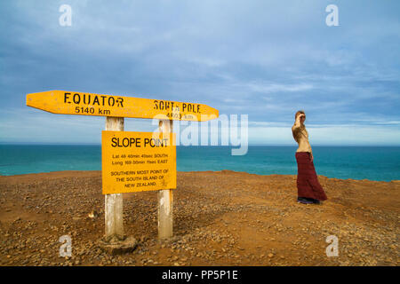 Signpost on Slope Point - New Zealand Stock Photo - Alamy