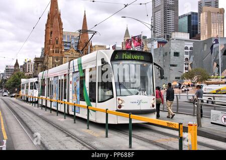 MELBOURNE, AUSTRALIA - FEBRUARY 9, 2008: People ride Metlink Tram in ...