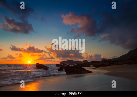 Falasarna beach in sunset. Falassarna is one of the best beaches in ...