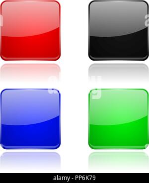 Square glass buttons. Colored set of 3d icons Stock Vector Image & Art ...