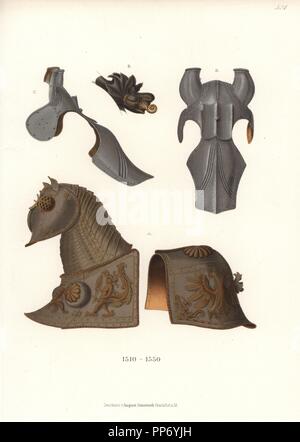 Suit of steel armour, first half of the 16th century. Helmet in the ...