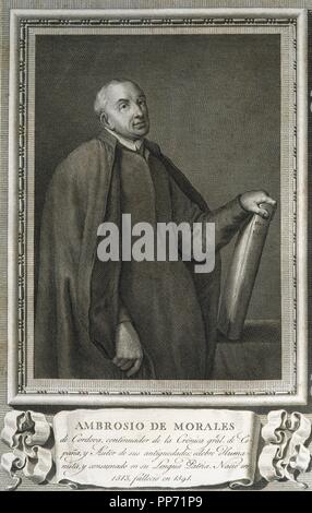 Ambrosio Morales (1513-1591). Spanish historian. Portrait. Engraving ...