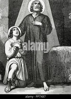 Saint Valentine (3rd century AD). Engraving by Cibera in Christian ...