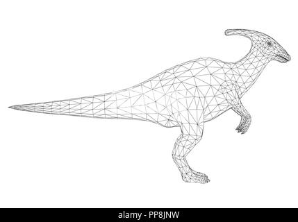 Wireframe polygonal dinosaur. Isolated on a white background dinosaur ...