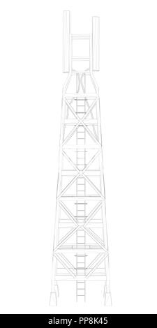 High-altitude communications tower. The outline of the communications ...