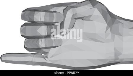 3D polygonal hand. Compressed fist pointing upwards. Vector ...
