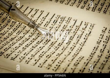 Ancient Hebrew text of the Book of Genesis in the Torah scroll. Torah ...