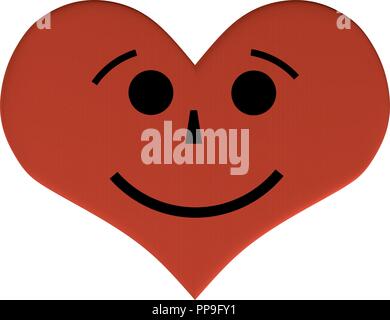 Heart with an expression. Heart with a satisfied smile. 3D. Vector ...