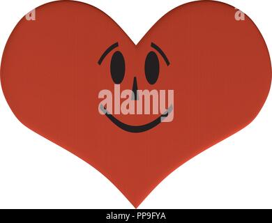 Heart with an expression. Heart with a satisfied smile. 3D. Vector ...