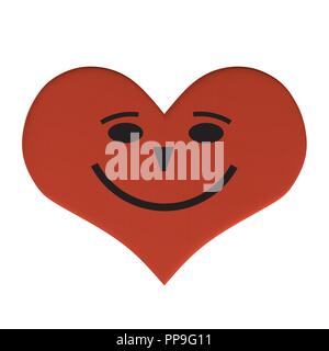 Heart with an expression. Heart with a satisfied smile. 3D. Vector ...