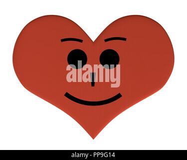Heart with an expression. Heart with a satisfied smile. 3D. Vector ...