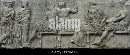 The Parthenon frieze. East side. 447-432BC. Greek Classical period. Part of the central section ...